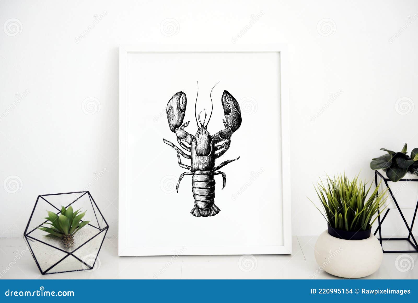 Mockup Design Space Photo Frame with a Lobster Drawing Stock Photo ...