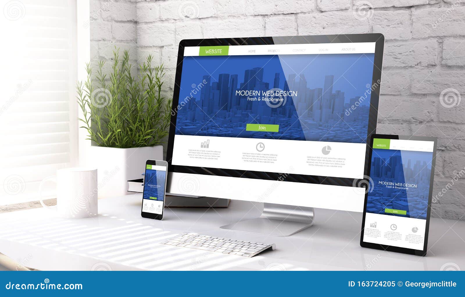 Mockup Devices Modern Responsive Website Stock Illustration ...