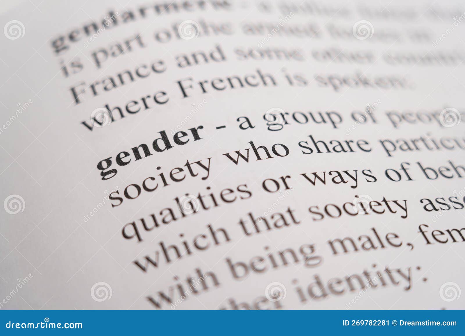 A Mockup of a Dictionarypage with the Word Gender Stock Image - Image ...