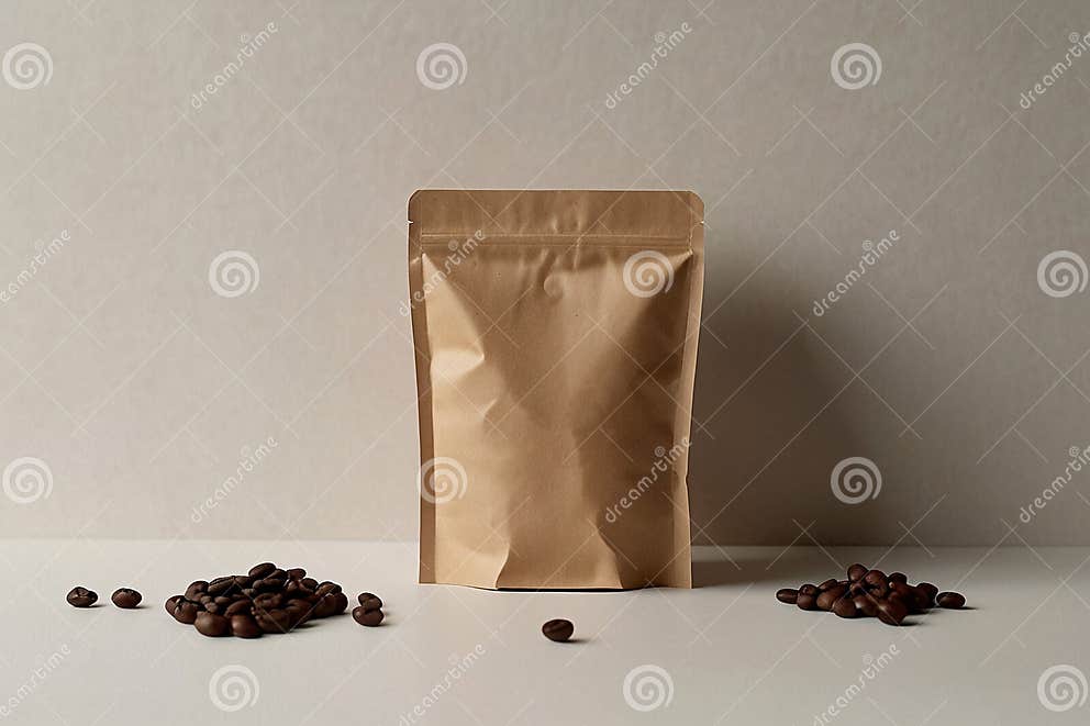 Ai Generated. Mockup Eco-friendly Coffee Packet Coffee Beans on Table ...