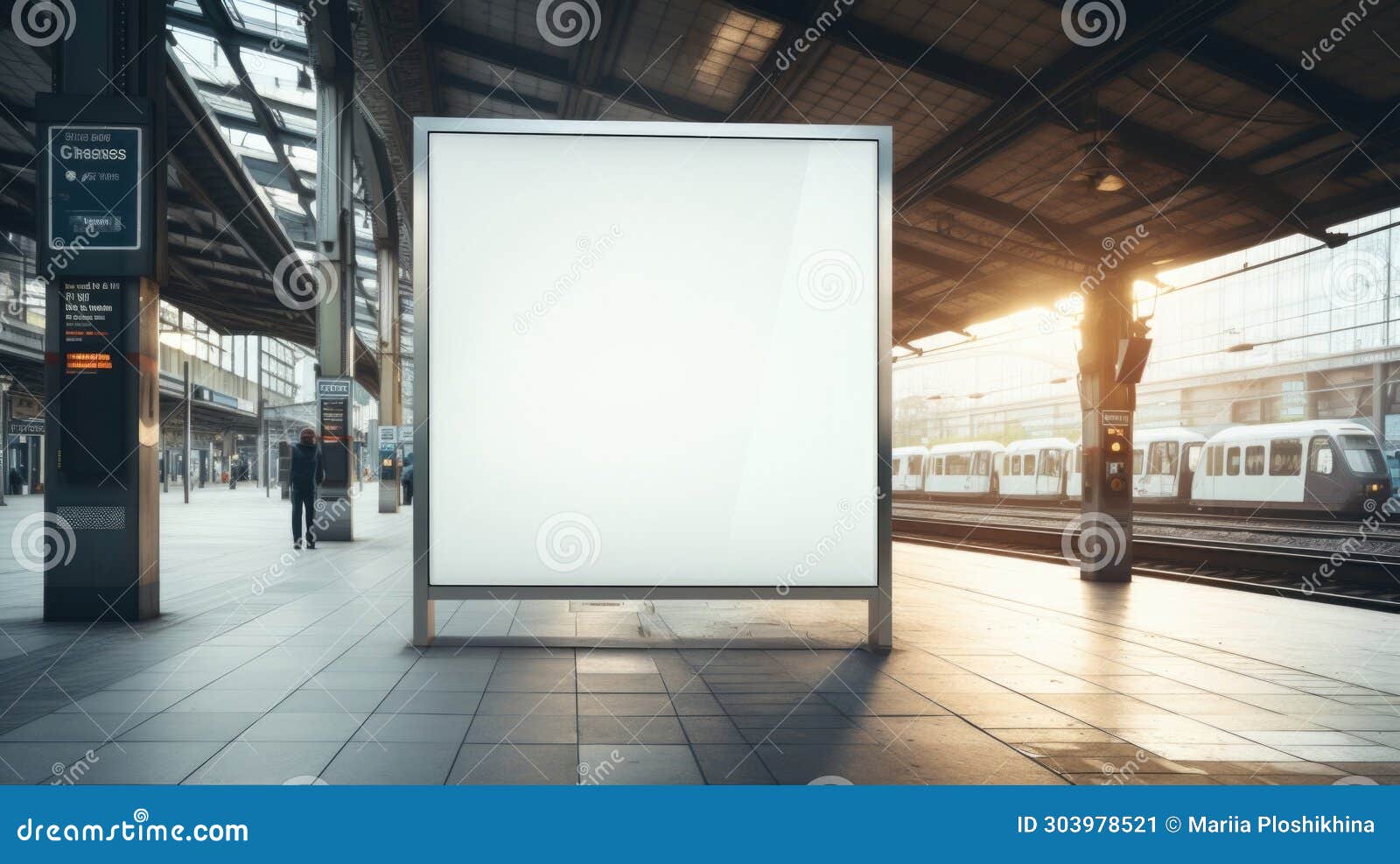 Mockup Empty White Screen in Outdoor Bus Station Stock Image - Image of ...