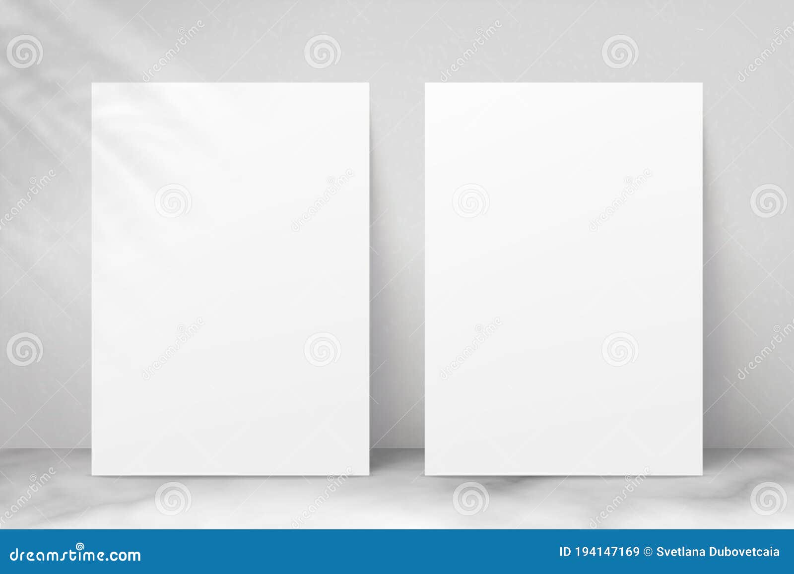 Mockup Flyer With Shadow Plant Leaf. Light From Window. Mock Up Sheet ...