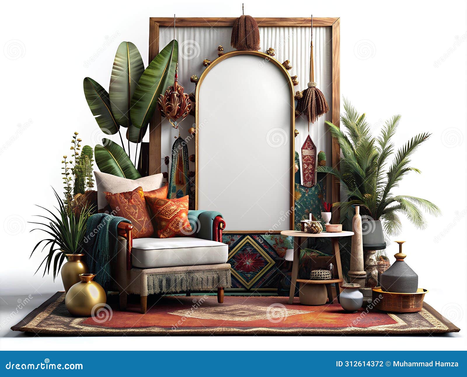 Mockup Frame in Boho Den: Creative Interior Design Inspiration with ...