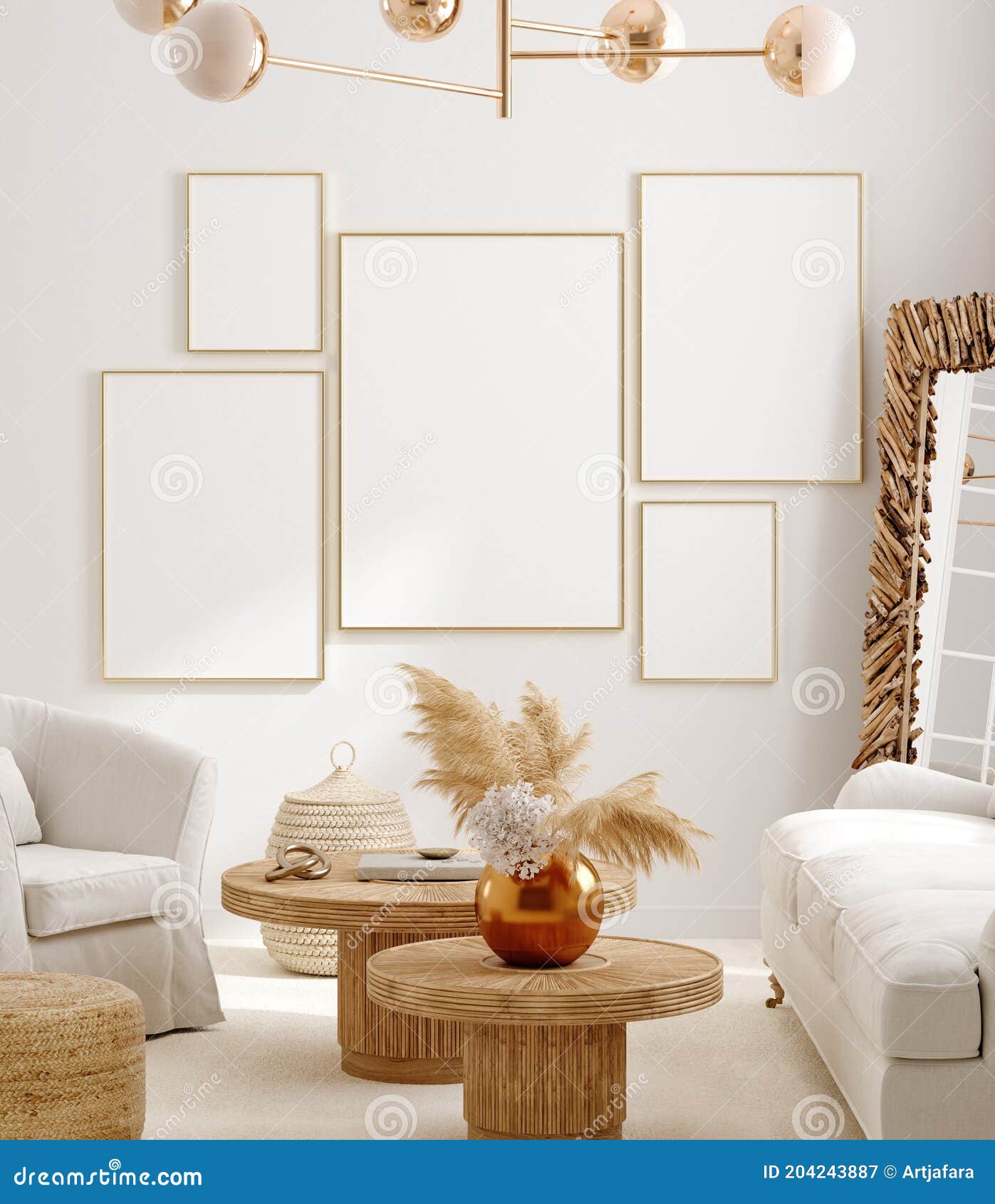 Mockup Frame In Interior Background, Room In Light Pastel Colors ...