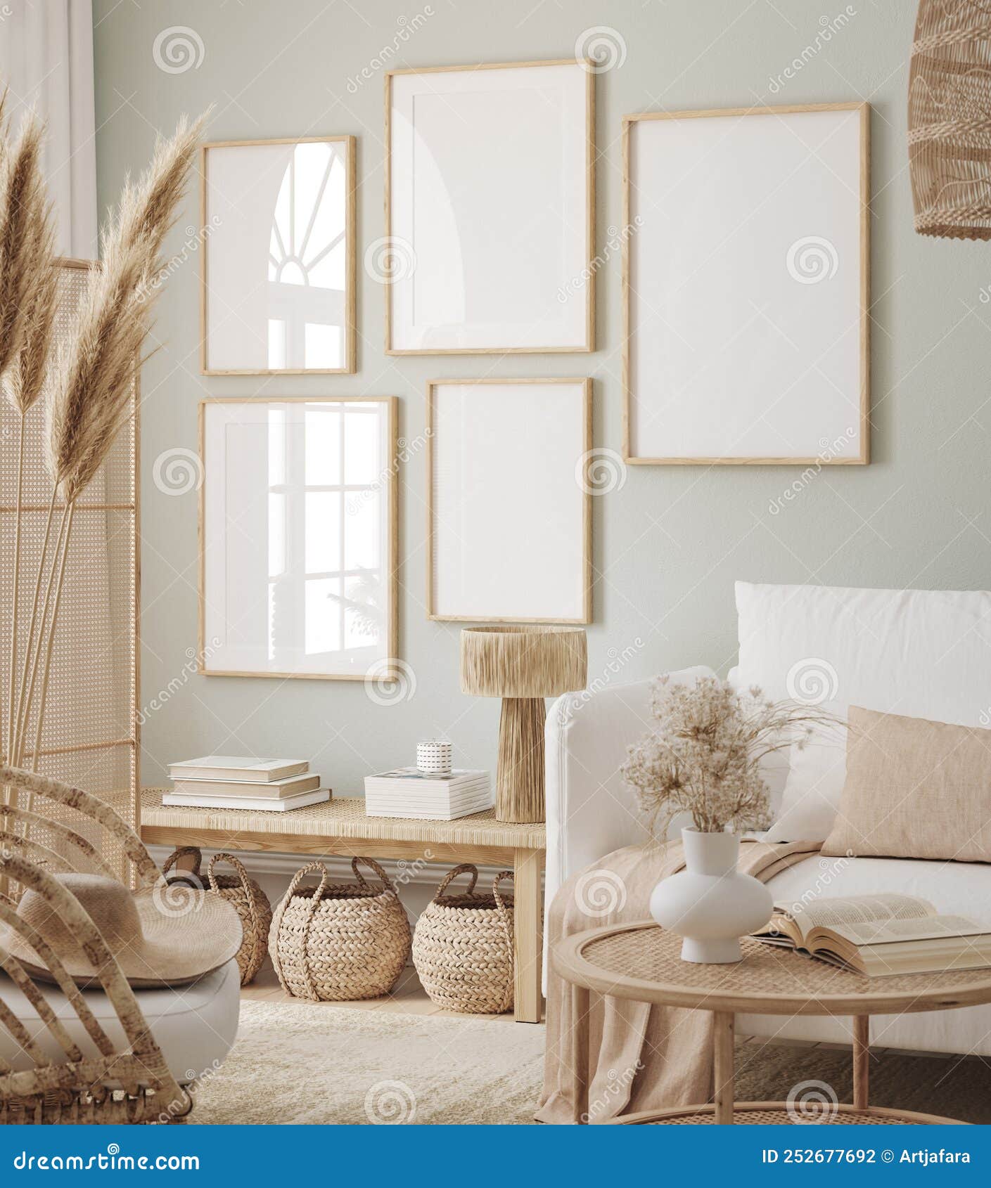 Mockup Frame In Interior Background, Room In Light Pastel Colors ...