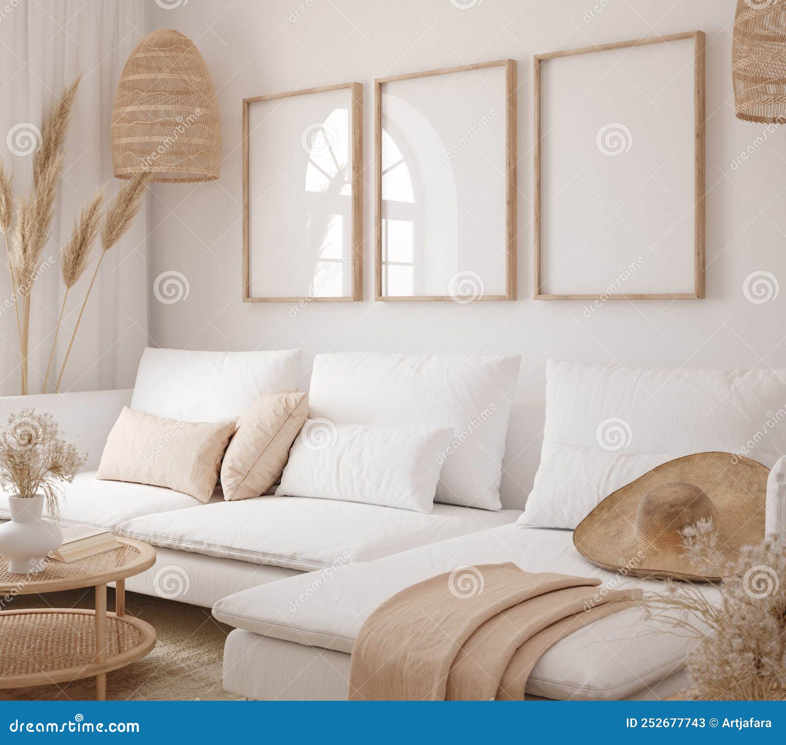 Mockup Frame In Interior Background, Room In Light Pastel Colors ...