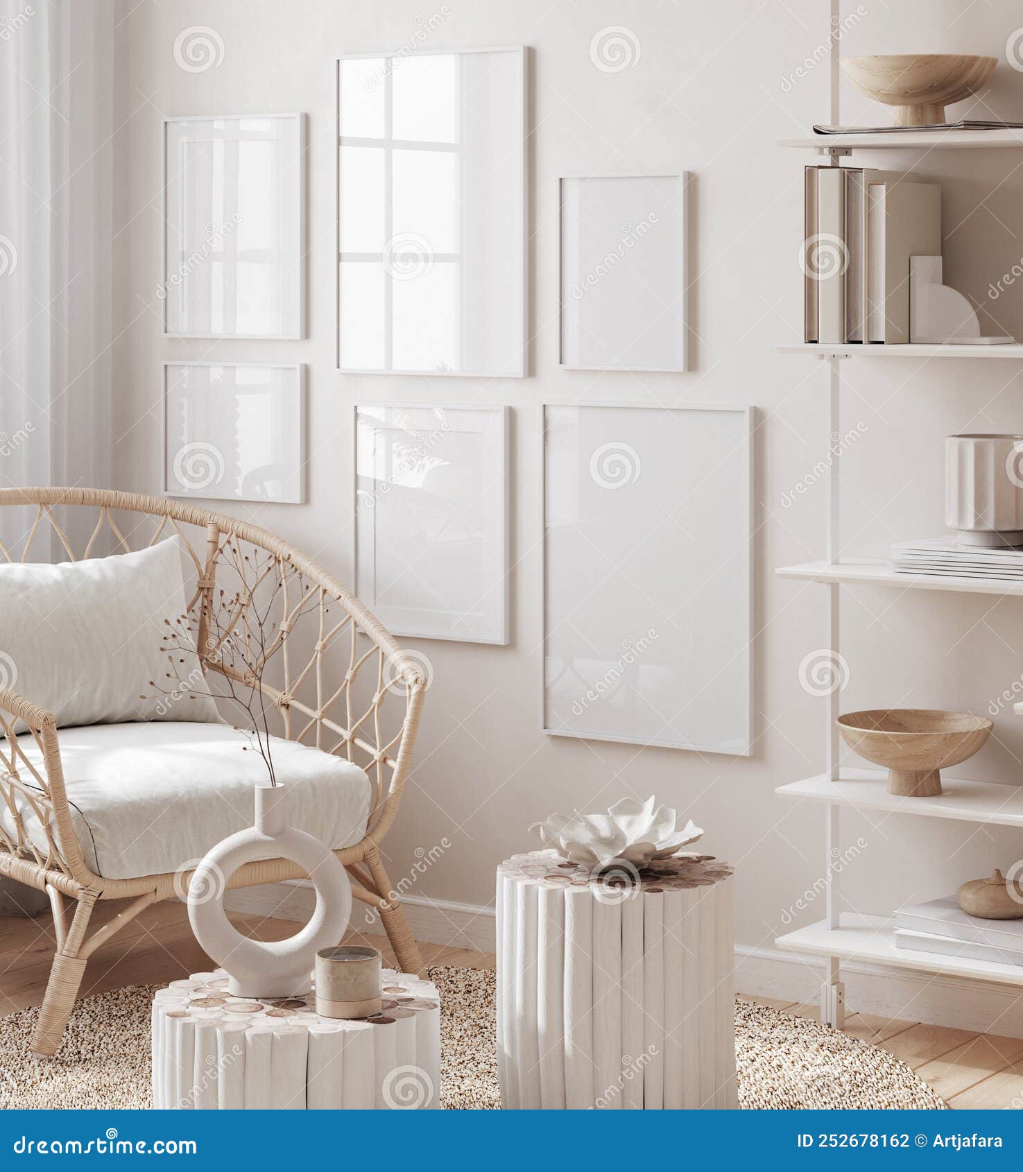 Mockup Frame In Interior Background, Room In Light Pastel Colors ...