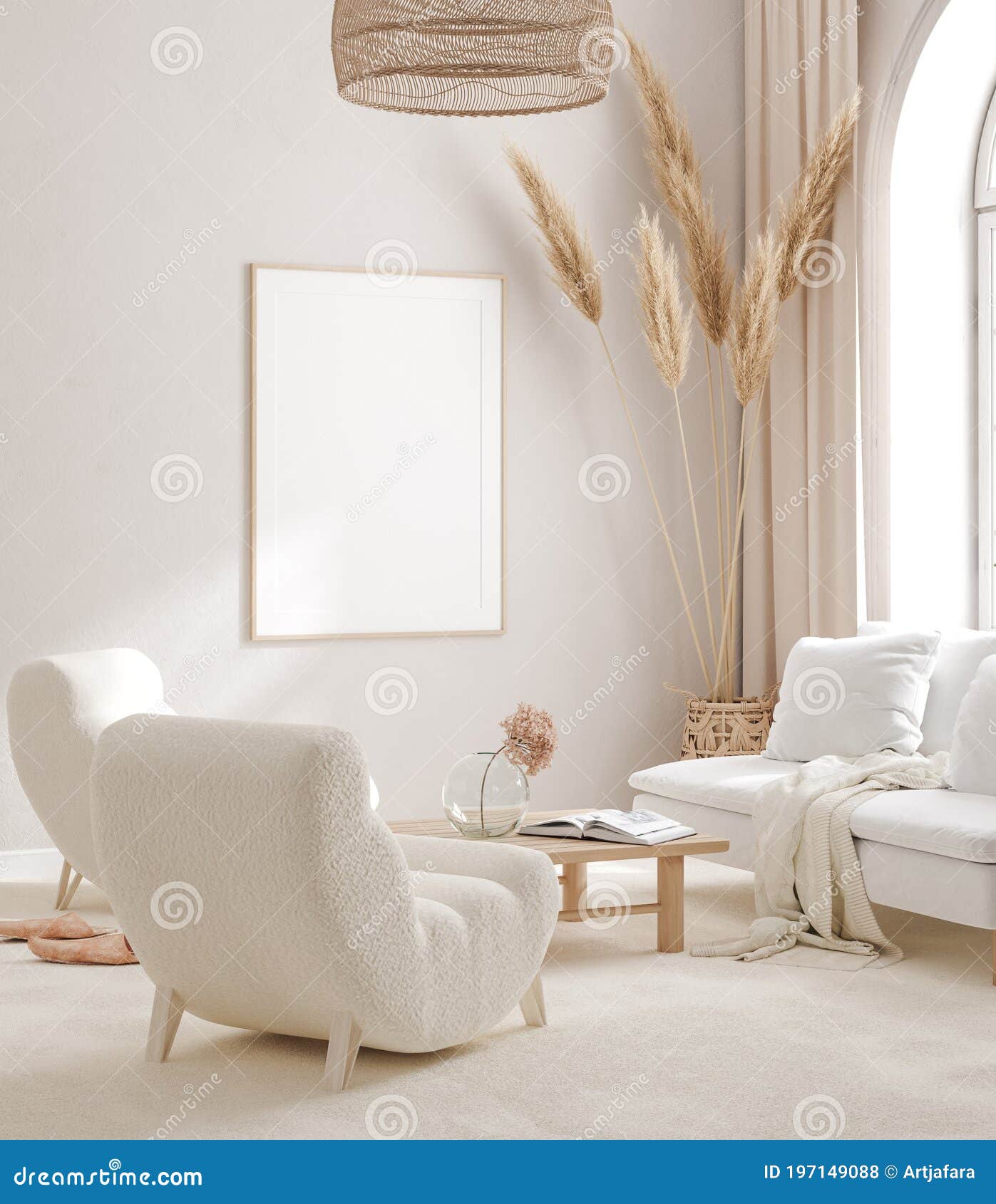 Mockup Frame In Interior Background, Room In Light Pastel Colors ...