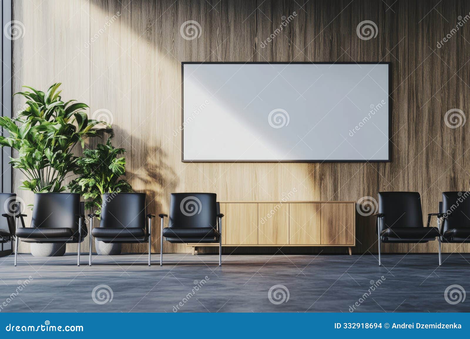 Mockup Frame and Meeting Table with Window, Conference Interior Stock ...
