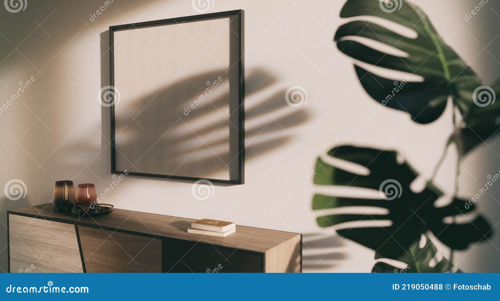 Mockup Frame in Simple Retro Interior. Strong Shadows of the Rising Sun ...