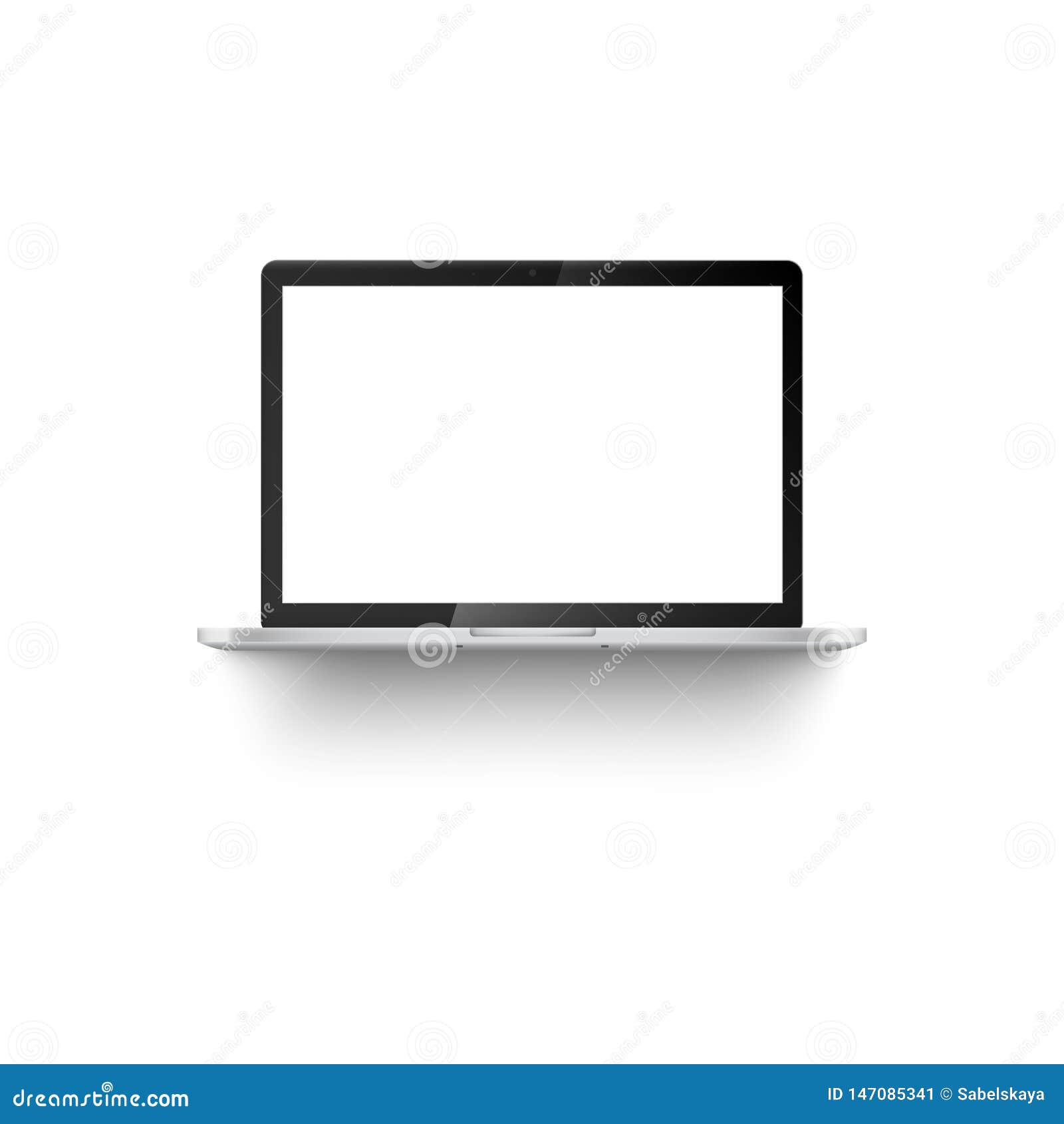 Mockup of Front View Open Laptop with White Blank Screen Realistic ...
