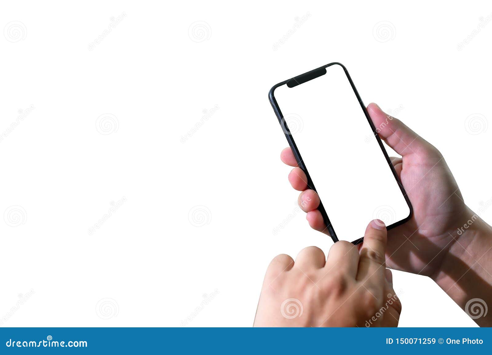Mockup Hands Holding Mobile Phone with Blank Screen Stock Image - Image ...