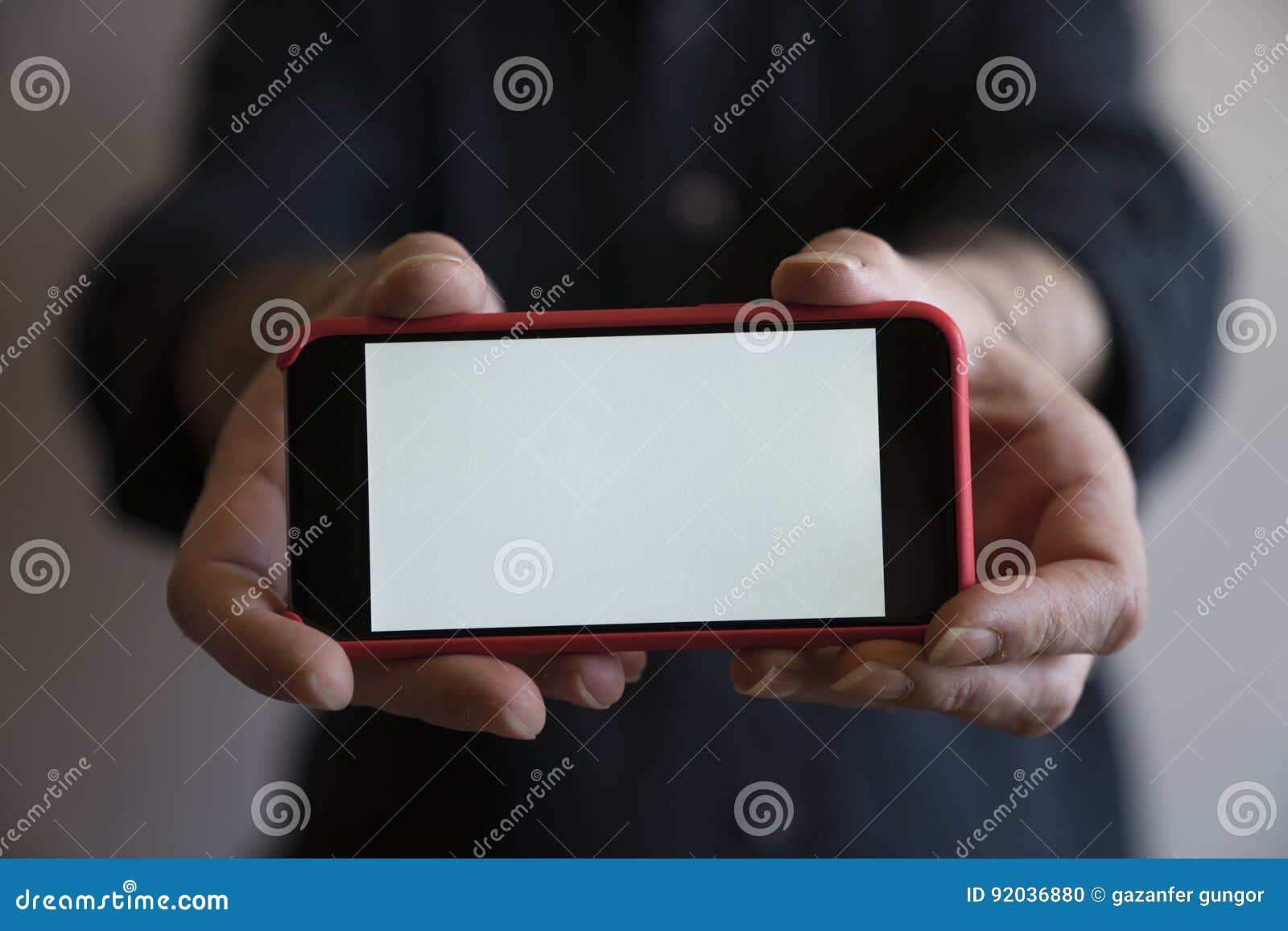 Mockup Hands Red Color Phone Mock Up Screen Holding Display Blank White ...