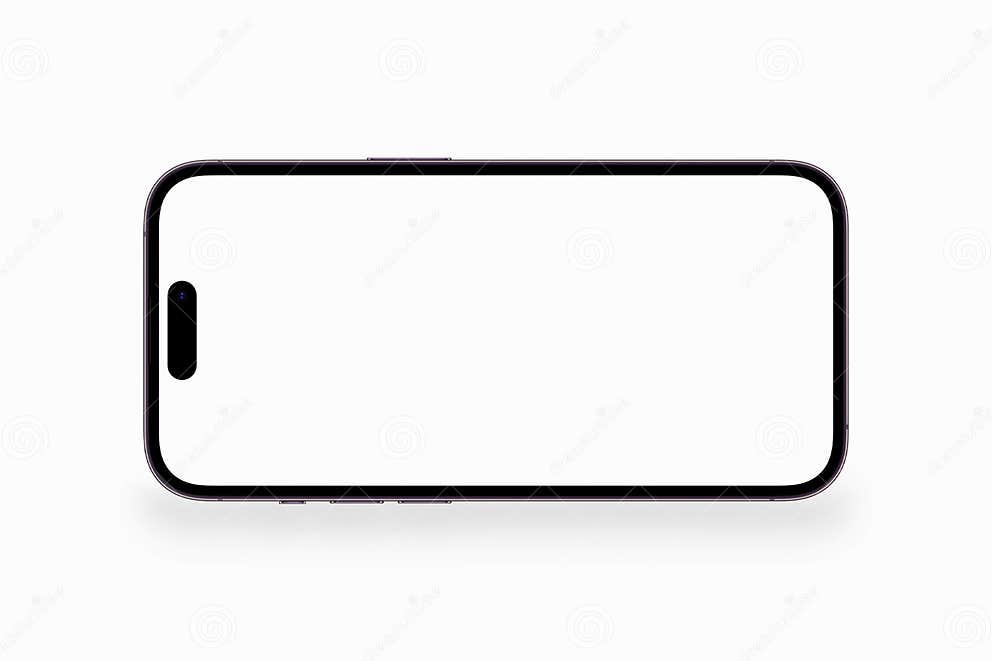 Mockup Horizontal Smartphone IPhone 14 Pro Max with White Screen ...