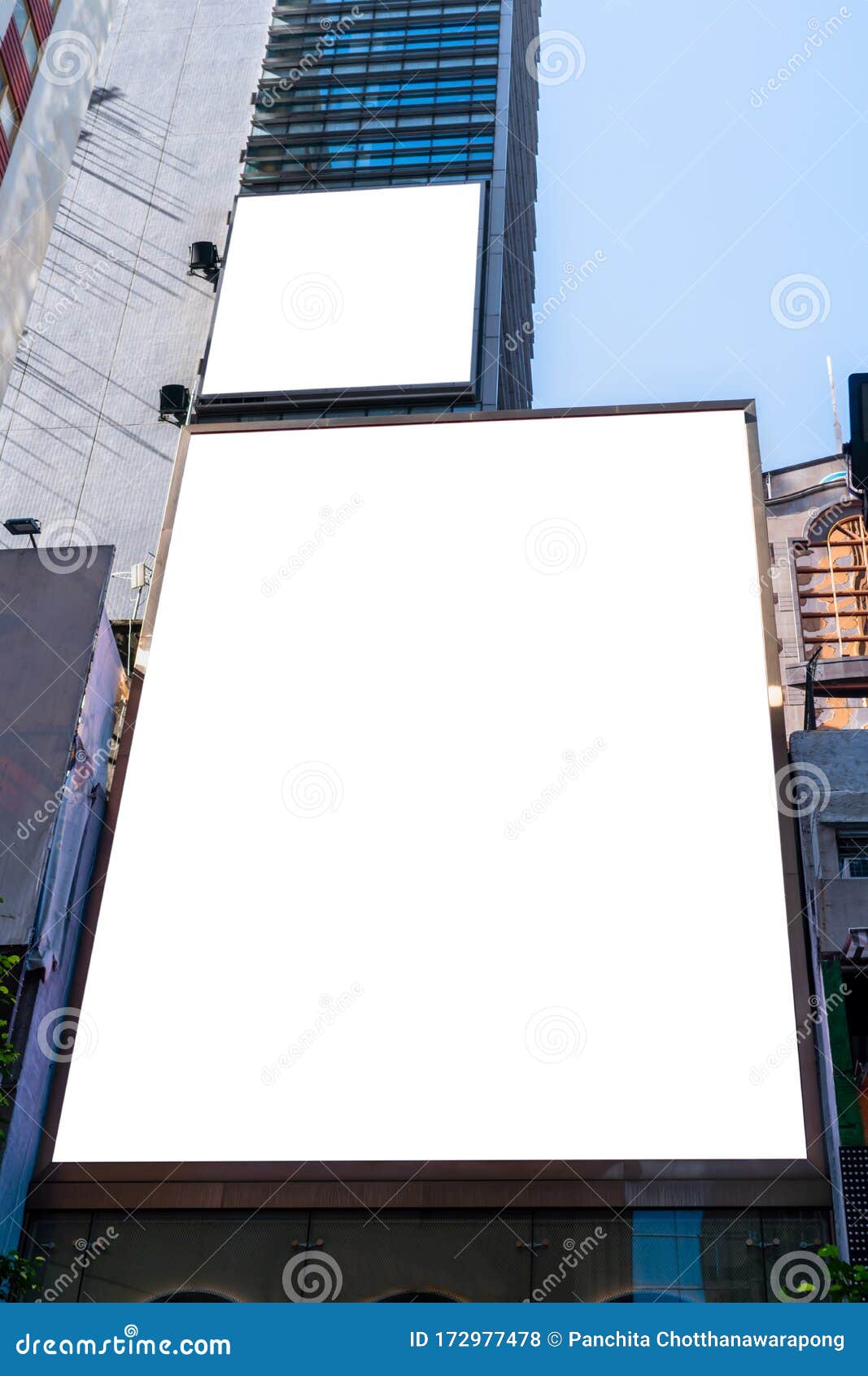 Mockup Image of Blank Billboard White Screen Posters and Led Outside ...