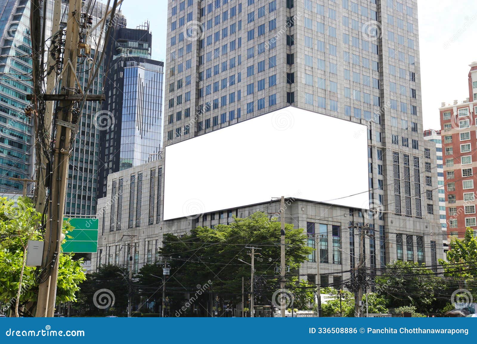 Mockup Image of Blank Billboard White Screen Posters and Led Outside ...