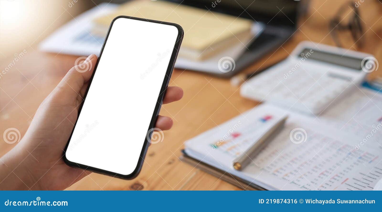 Mockup Image Cell Phone Blank White Screen for Text Stock Photo - Image ...