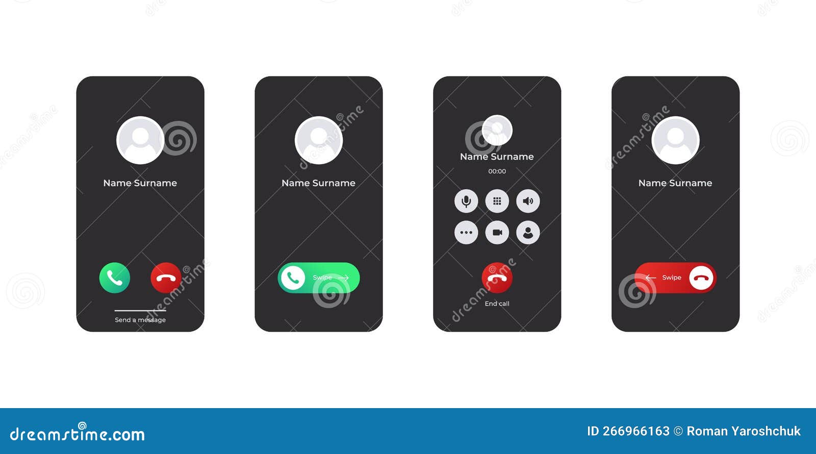Mockup Incoming Call. Phone Call Screen Interface. Communication Signs ...