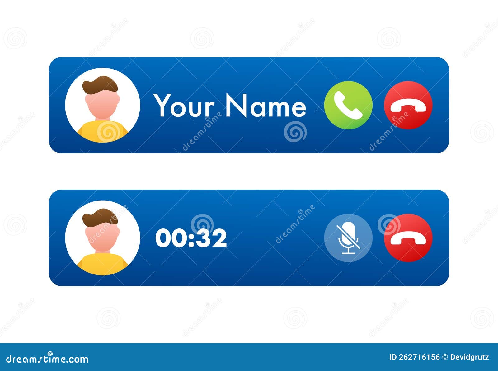 Mockup Incoming Call. Call Screen Interface. Vector Stock Illustration ...