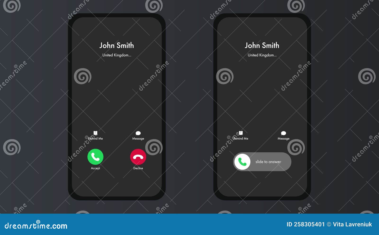 Mockup Incoming Call, Voicemail Screen, Smartphone Interface Vector ...