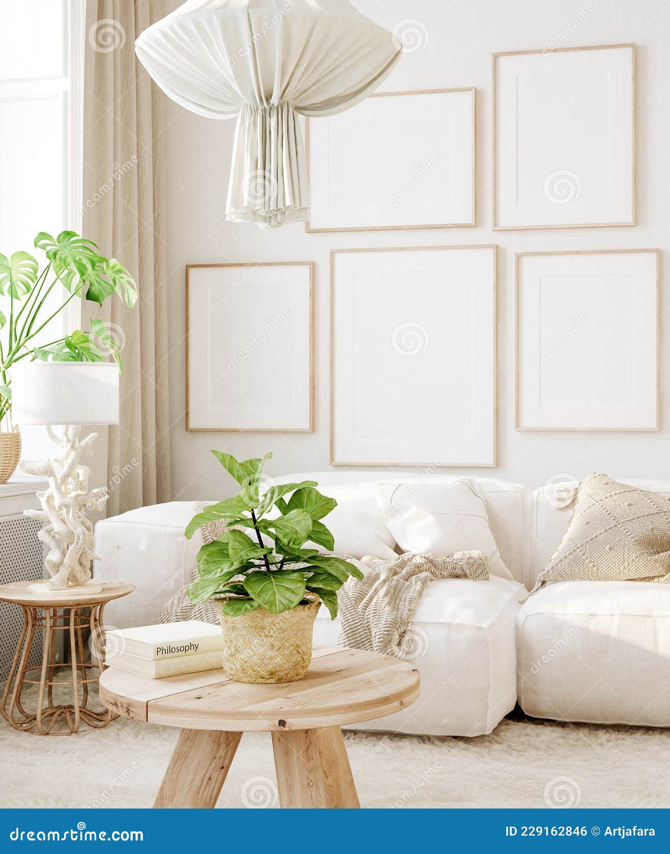 Mockup In Interior Background, Room In Light Pastel Colors, Scandi-Boho ...