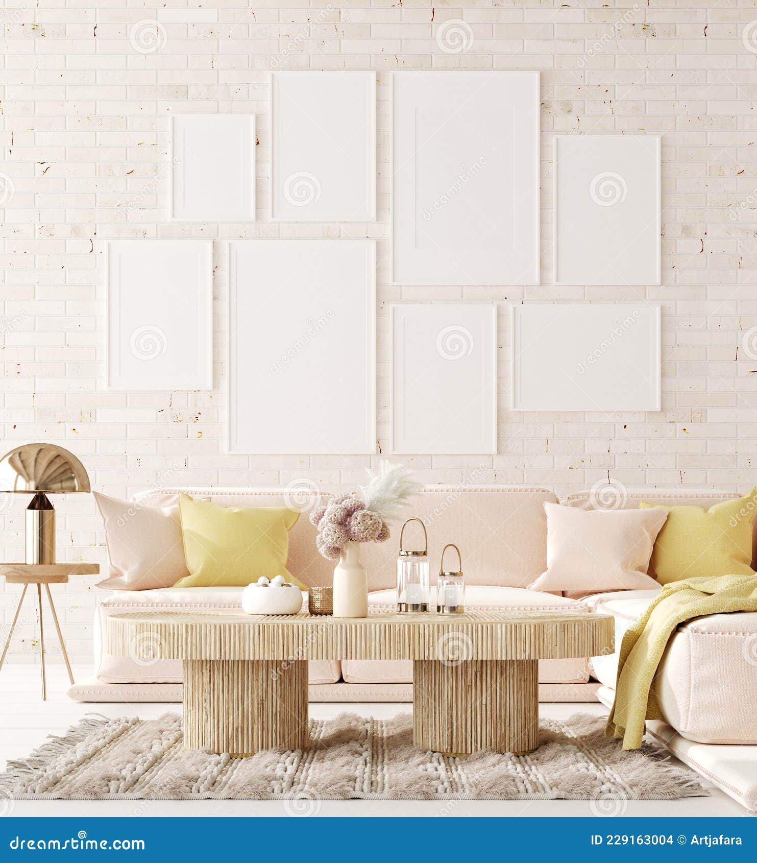 Mockup In Interior Background, Room In Light Pastel Colors, Scandi-Boho ...