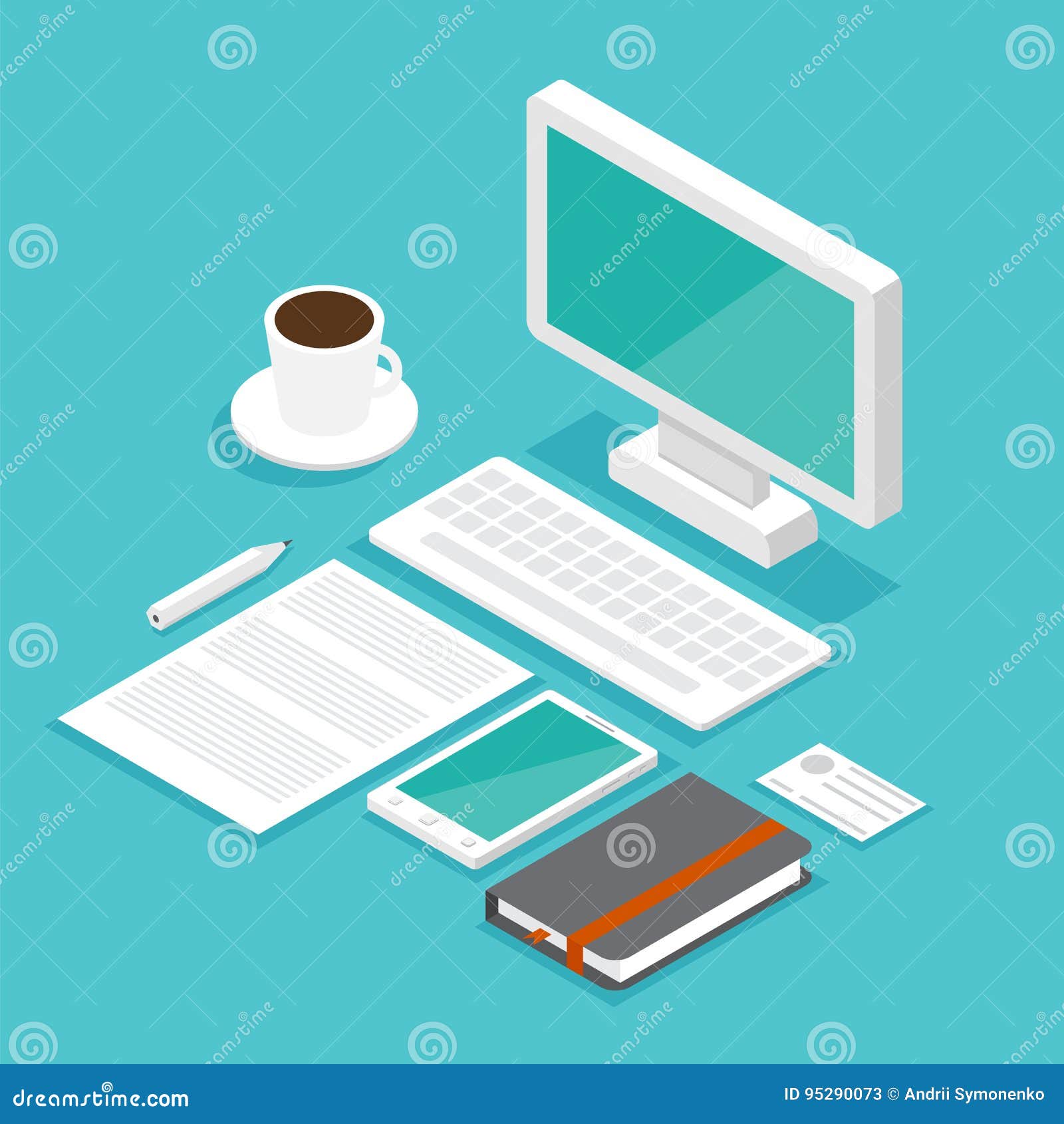 Mockup Isometric Set Desktop. Vector Illustration Stock Vector ...