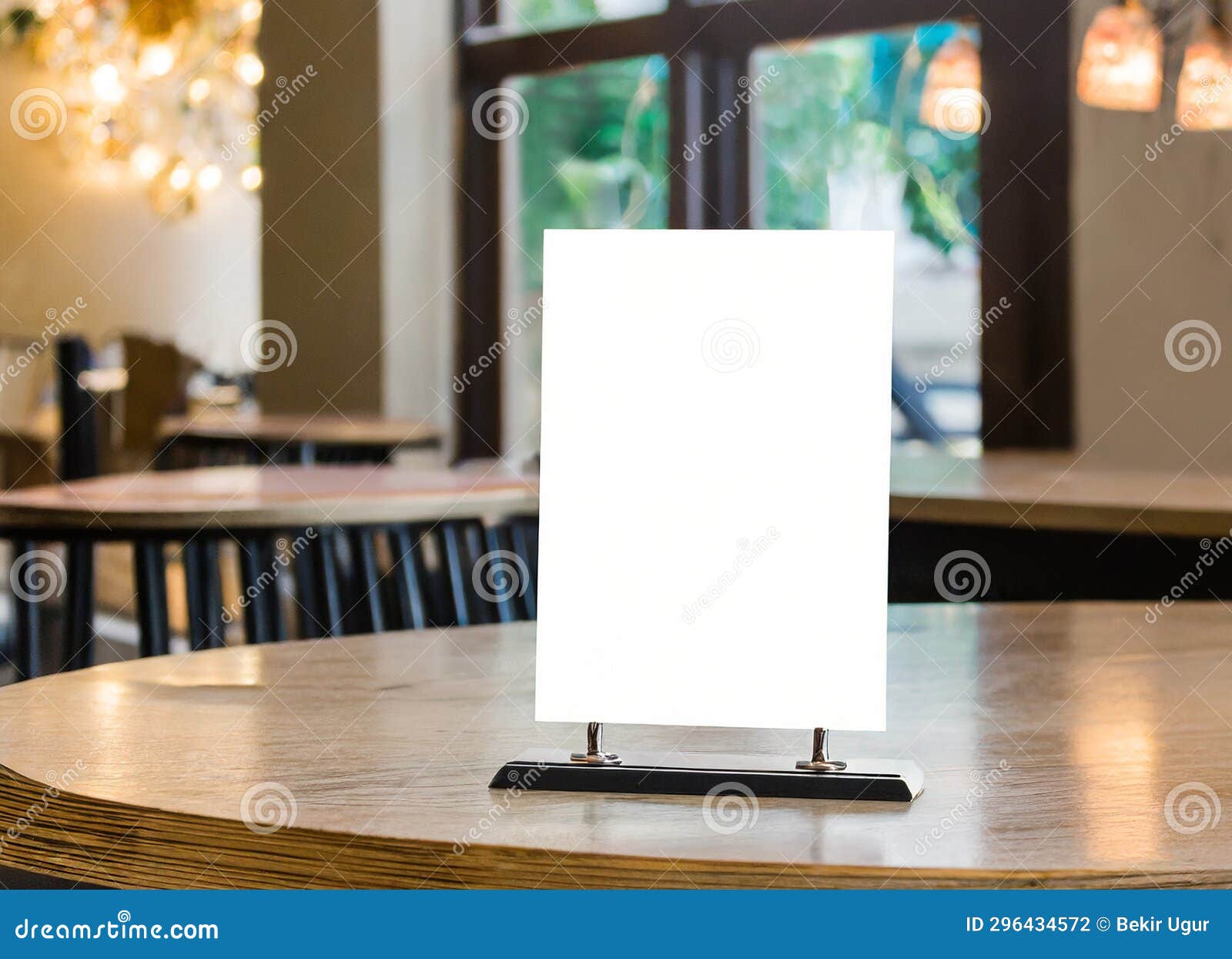 Mockup Label, Blank Menu Frame in Bar Restaurant. Stand for Booklets ...