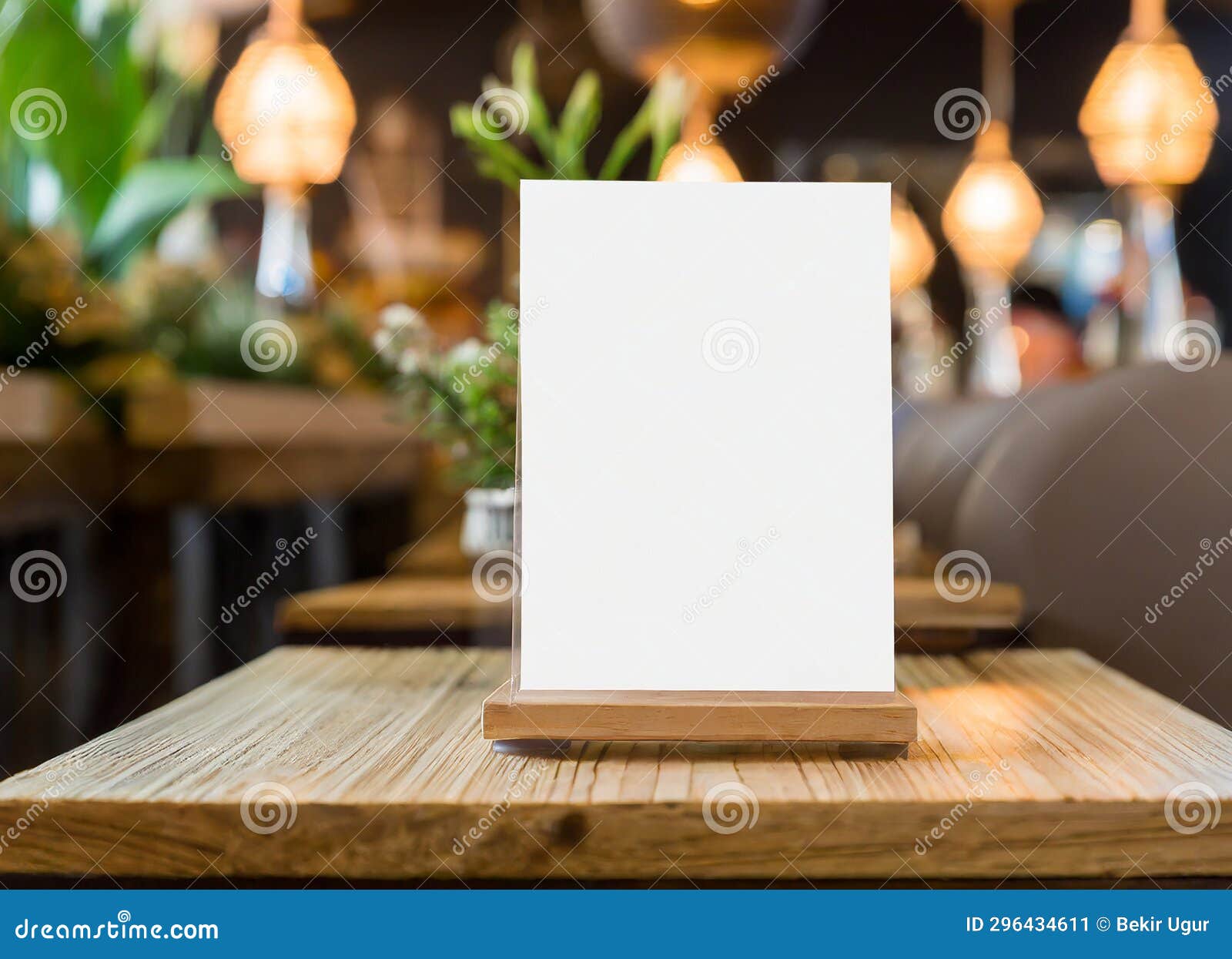 Mockup Label, Blank Menu Frame in Bar Restaurant. Stand for Booklets ...