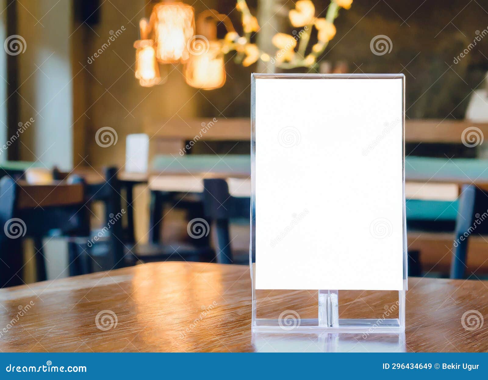 Mockup Label, Blank Menu Frame in Bar Restaurant. Stand for Booklets ...