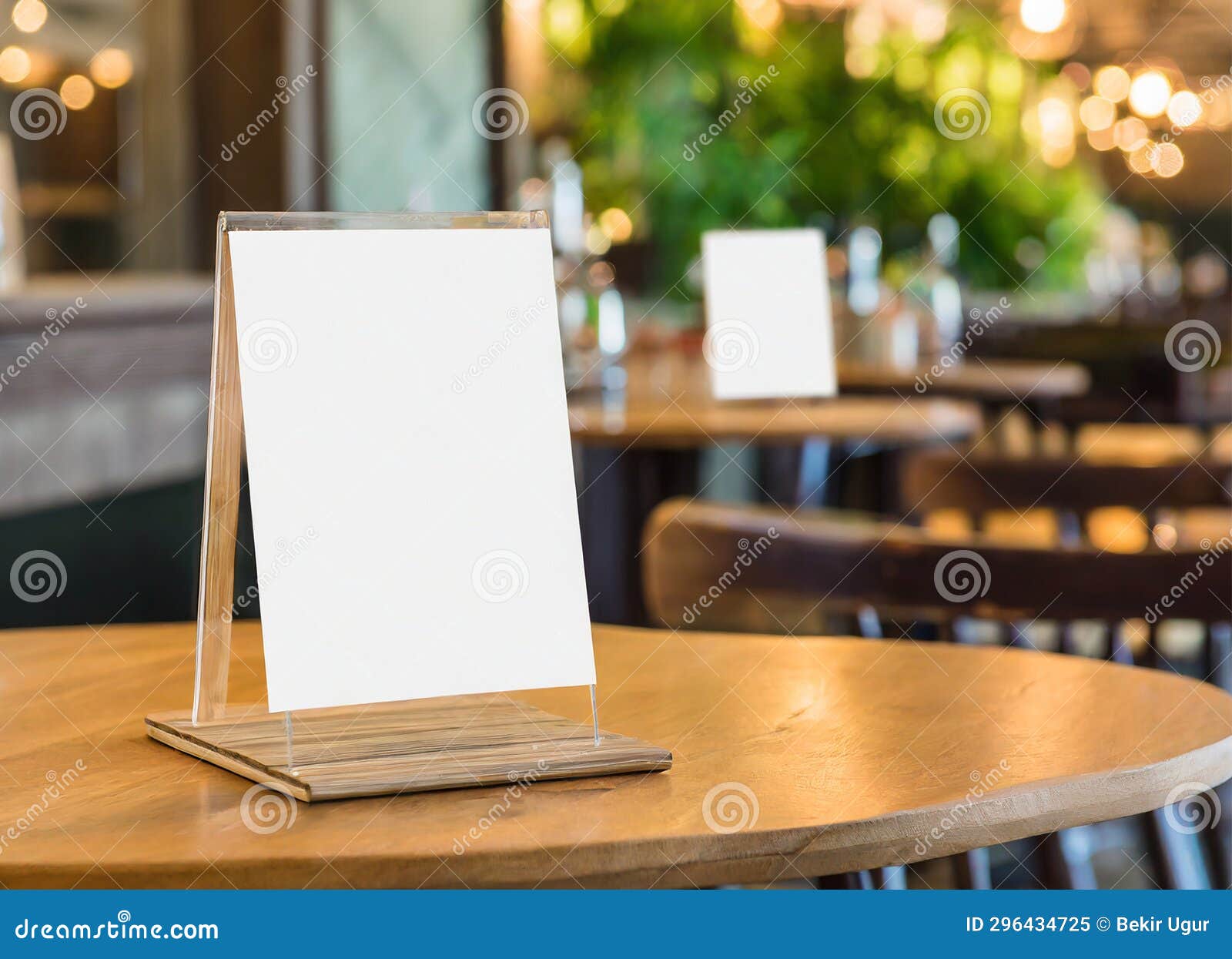 Mockup Label, Blank Menu Frame in Bar Restaurant. Stand for Booklets ...