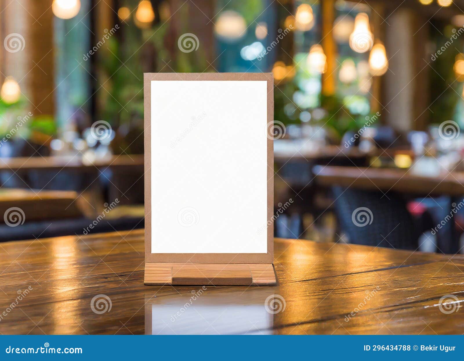 Mockup Label, Blank Menu Frame in Bar Restaurant. Stand for Booklets ...