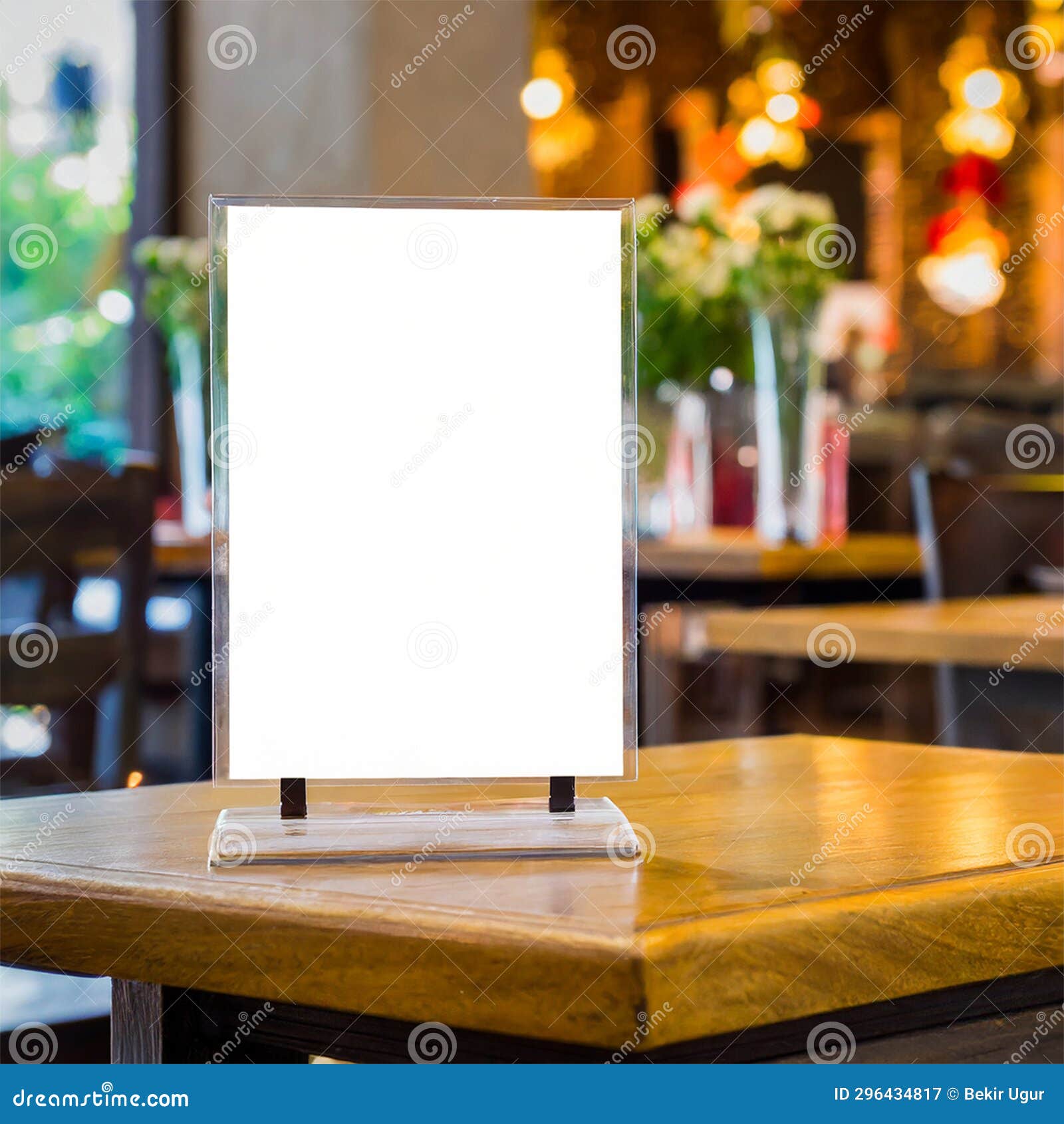 Mockup Label, Blank Menu Frame in Bar Restaurant. Stand for Booklets ...