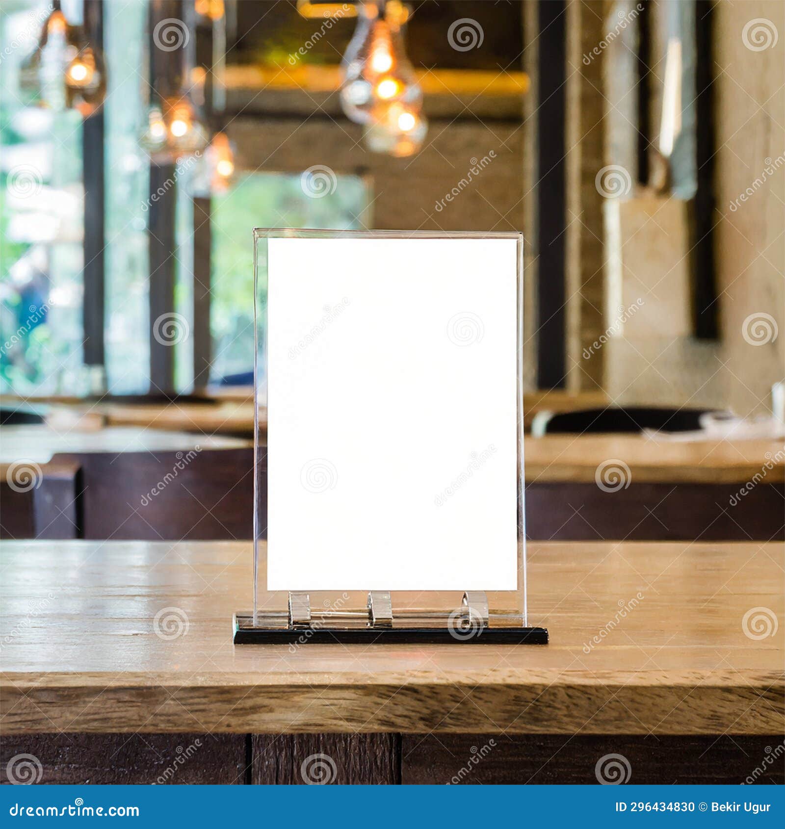 Mockup Label, Blank Menu Frame in Bar Restaurant. Stand for Booklets ...