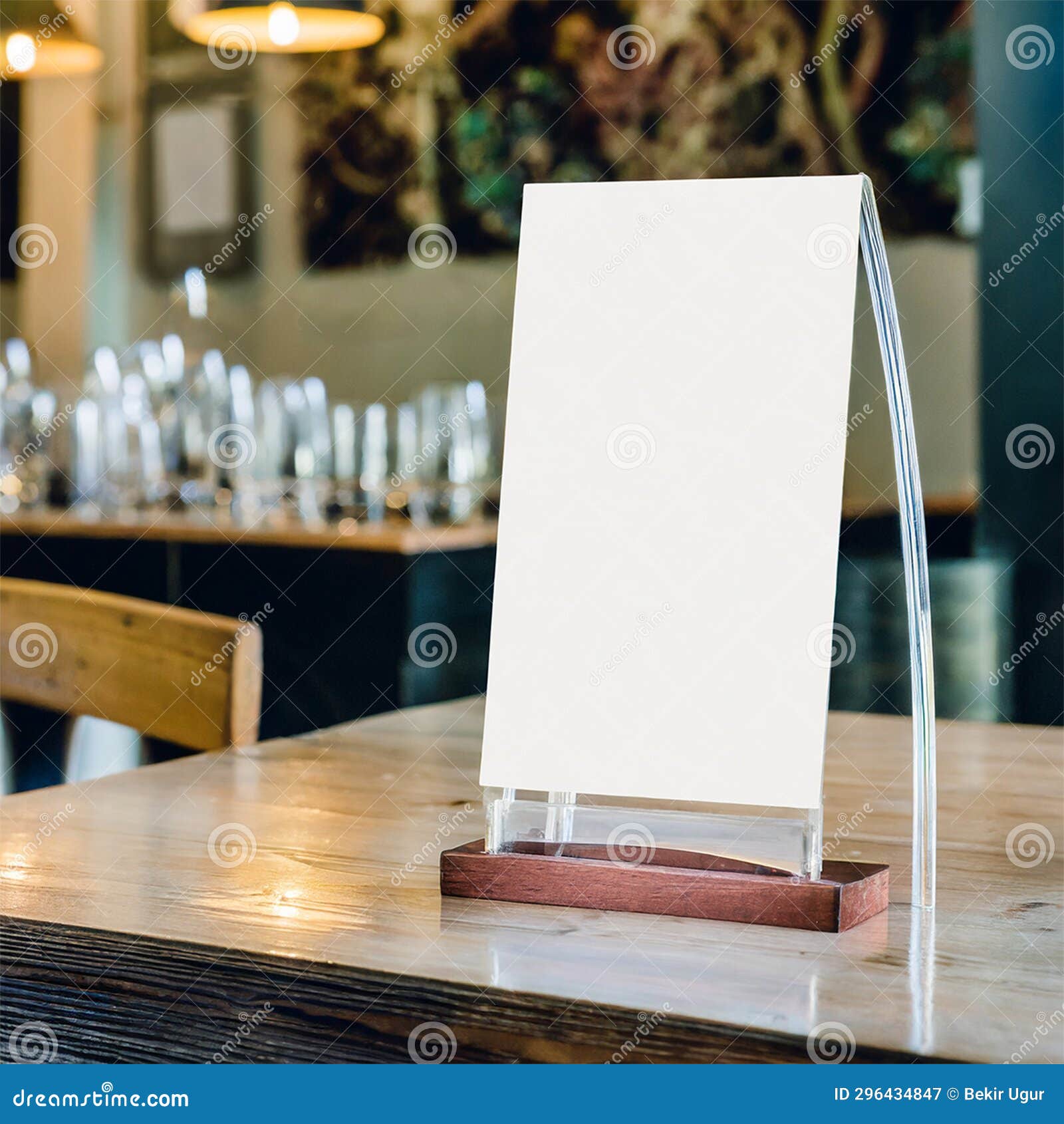 Mockup Label, Blank Menu Frame in Bar Restaurant. Stand for Booklets ...