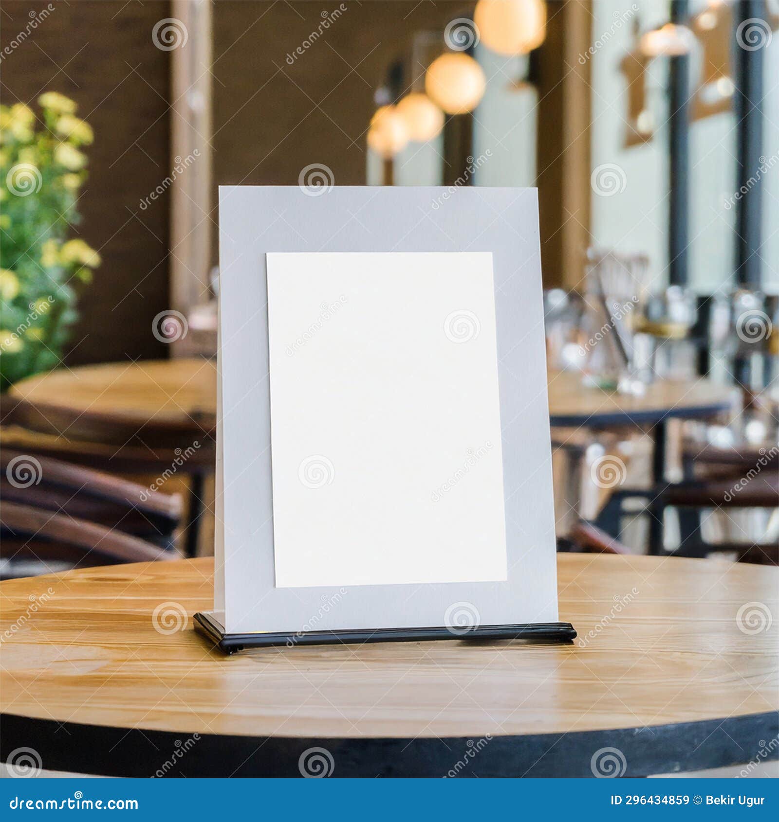 Mockup Label, Blank Menu Frame in Bar Restaurant. Stand for Booklets ...