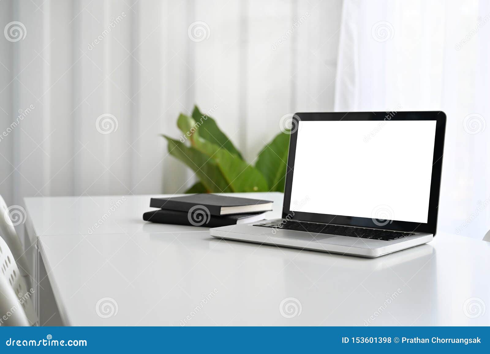 Mockup Laptop Computer and Notebook Paper on Working Table Stock Photo ...