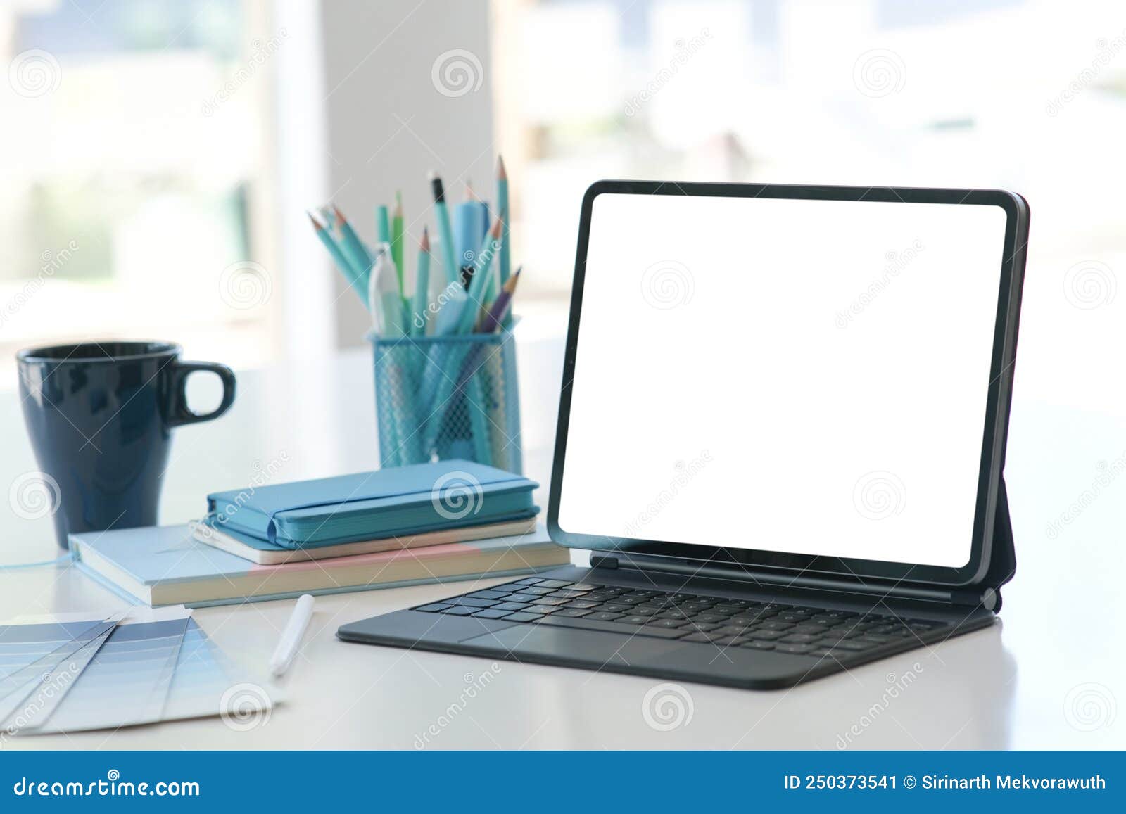 Mockup Laptops and Laptop Blank Screen Mockup. 3D Rendering Stock Image ...