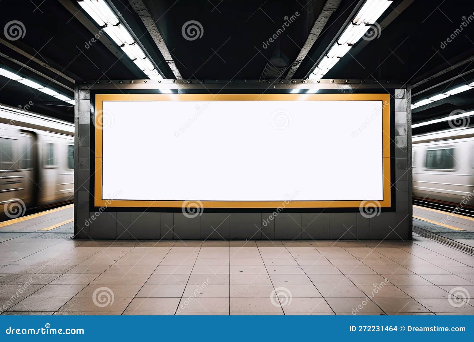 Mockup of a Large White Media Screen in the Subway. Generative Ai Stock ...