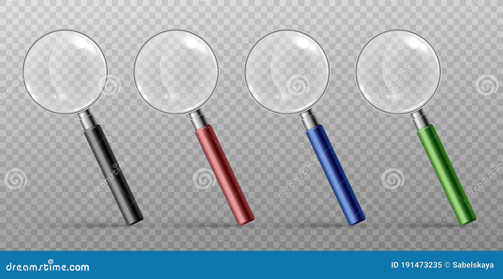 Mockup of Magnifiers or Magnifying Glasses 3d Vector Illustration ...