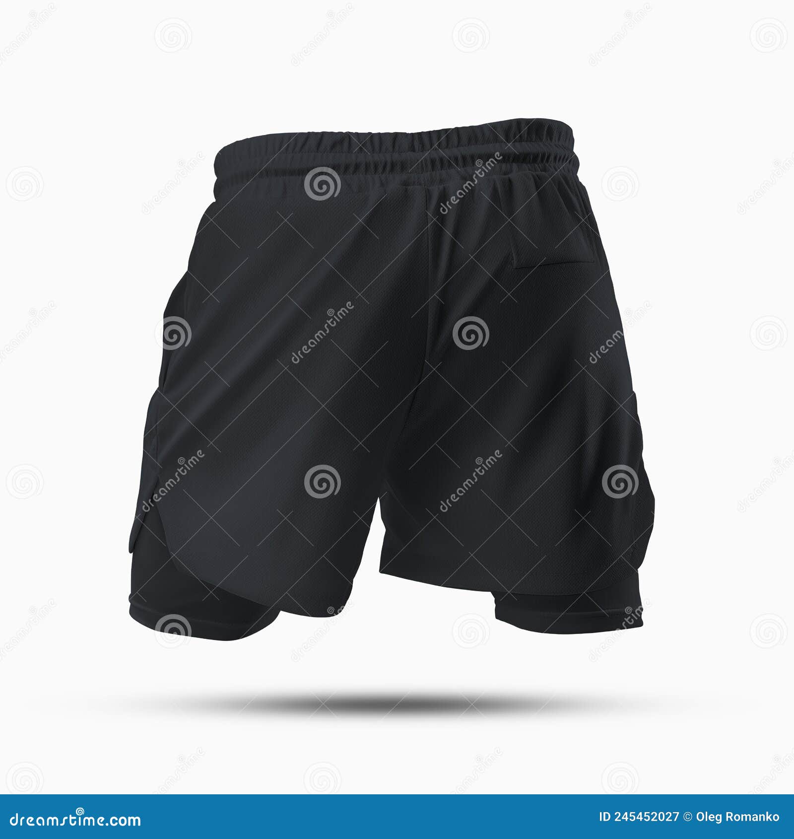 Mockup of Men`s Textured Black Shorts with Compression Lining, 3D ...