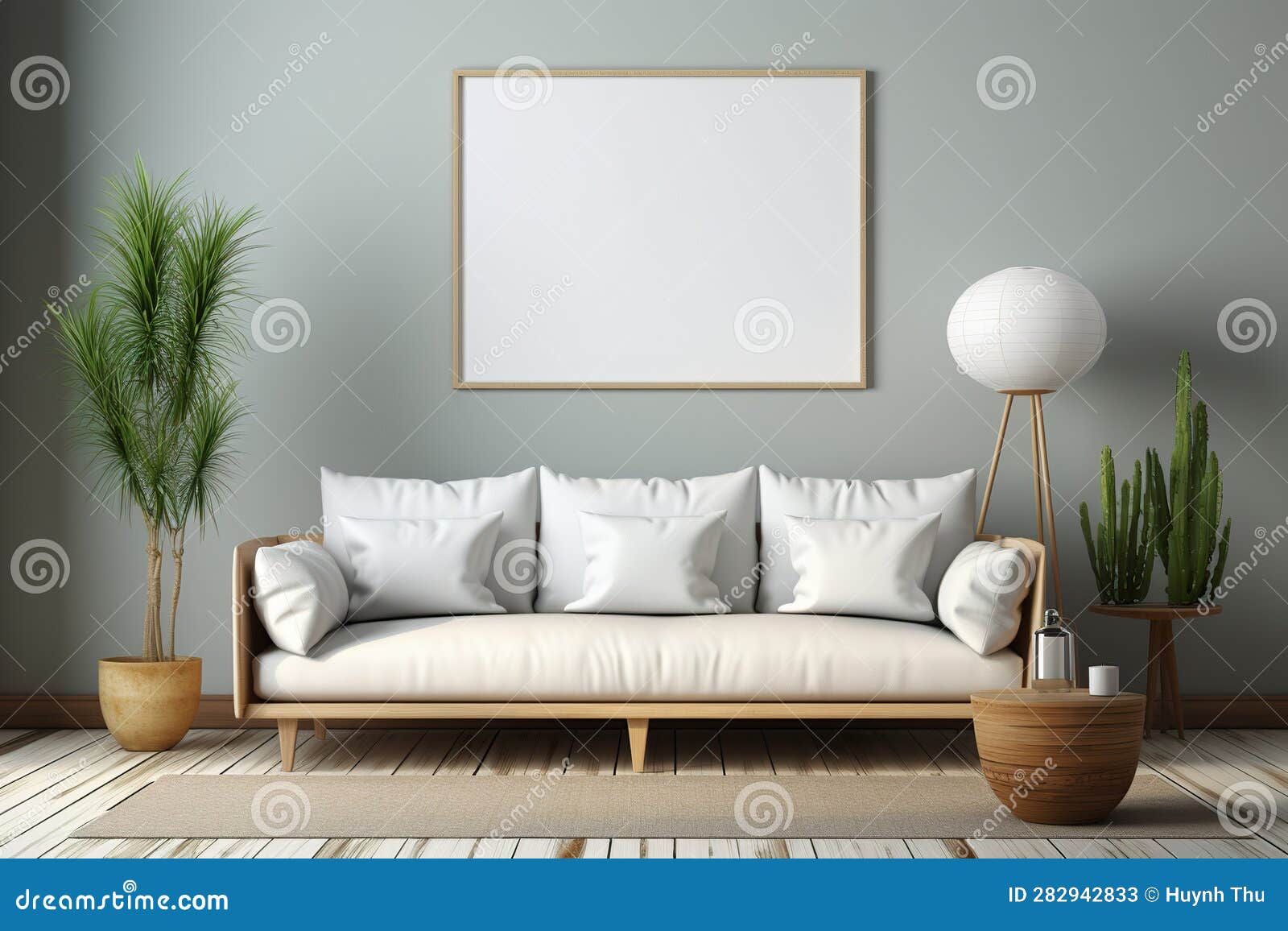 Mockup a Minimalist Interior Design Room Featuring a Horizontal 3:2 ...