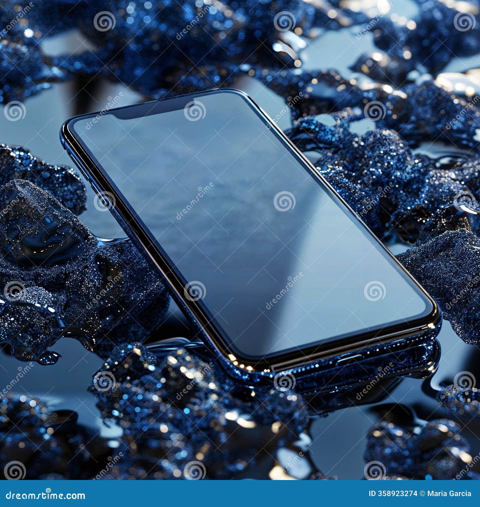 Mockup of Mobile Phone Screen on a Surface with Rough Texture and Dark ...