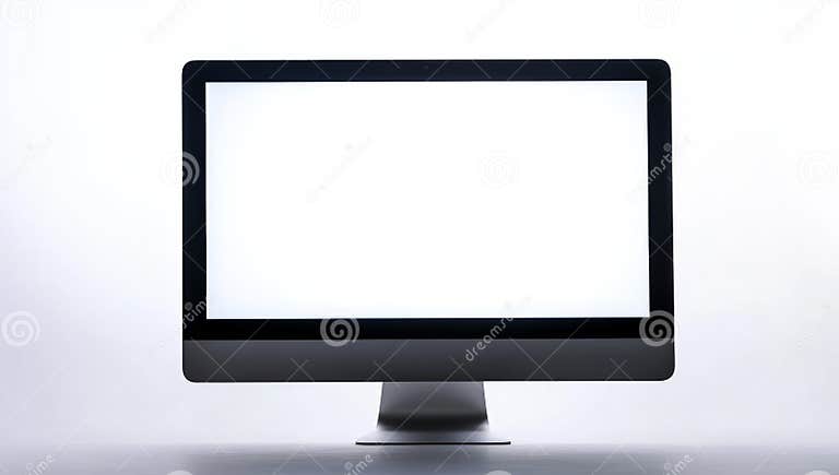 Mockup of Modern Style Computer Monitor with Blank Screen Isolated on a Clipping Path Background ...
