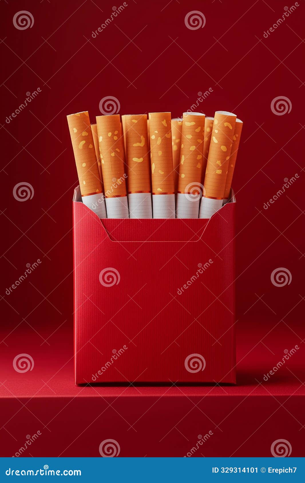 Mockup of a Pack of Cigarettes in a Red Paper Bag on a Red Background ...