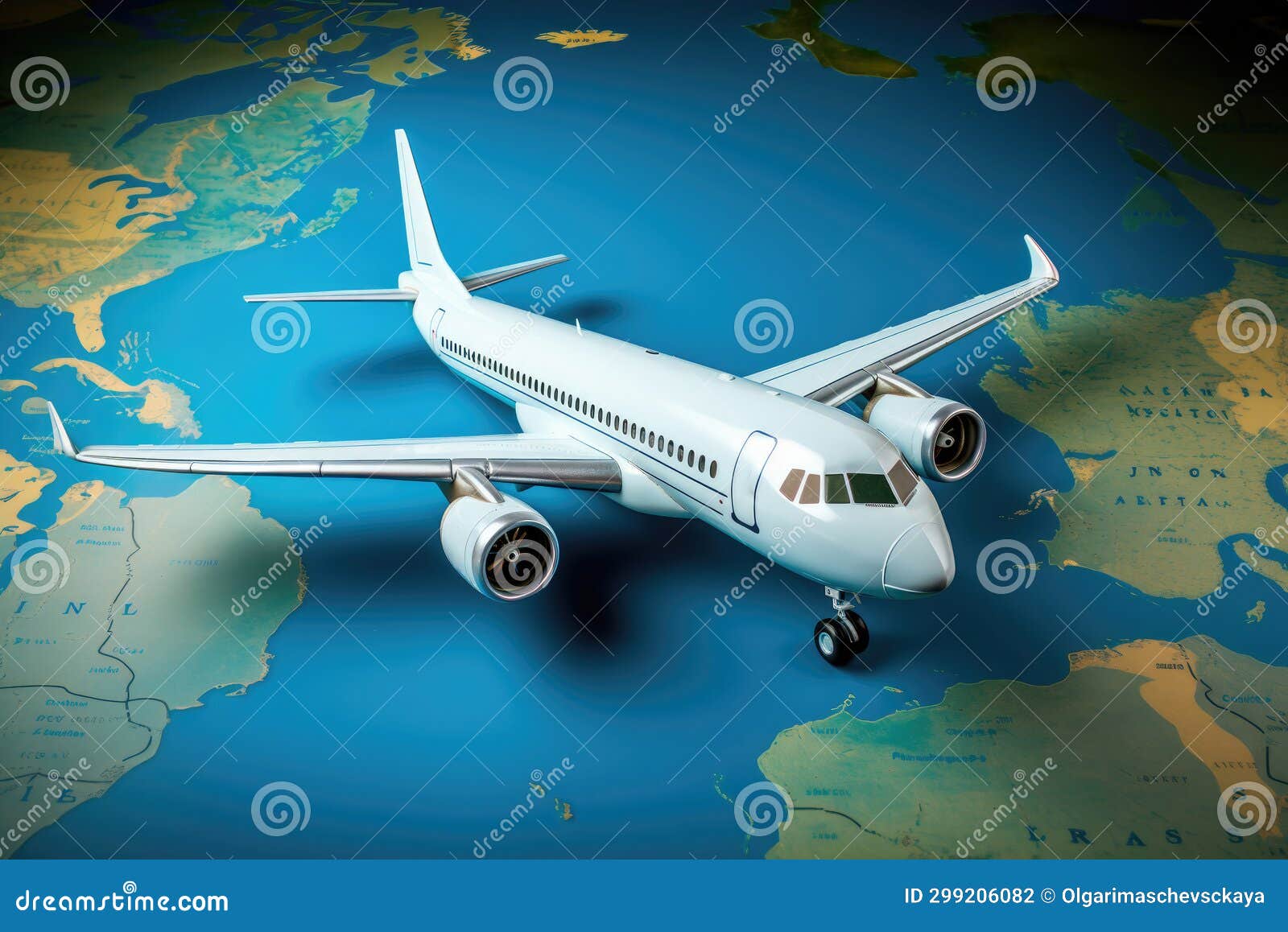 Mockup of a Passenger Plane on the World Map. the Concept of Travel and ...