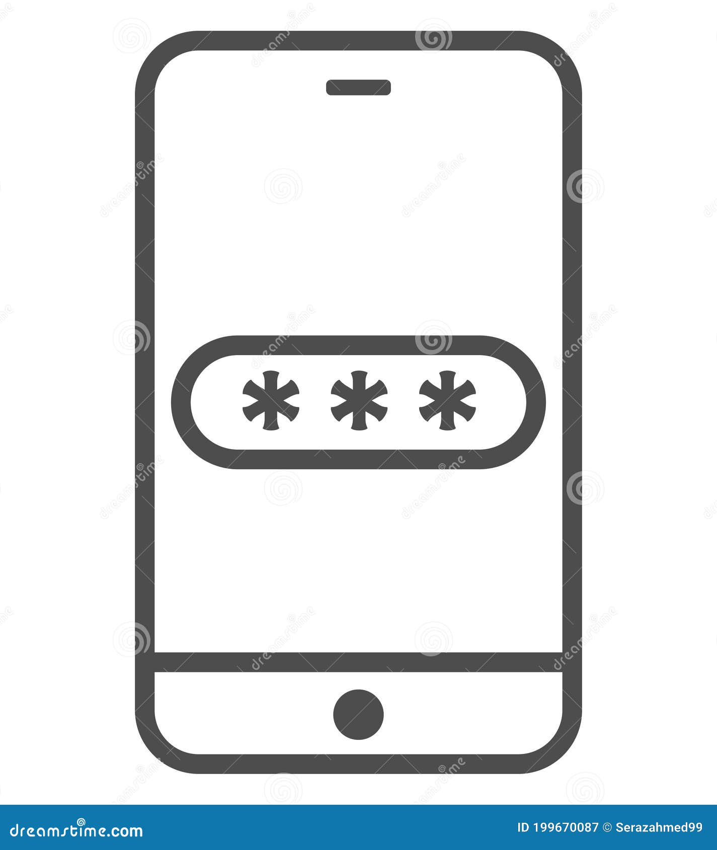 Mockup Phone With Encrypted Password Authentication. Two Factor ...