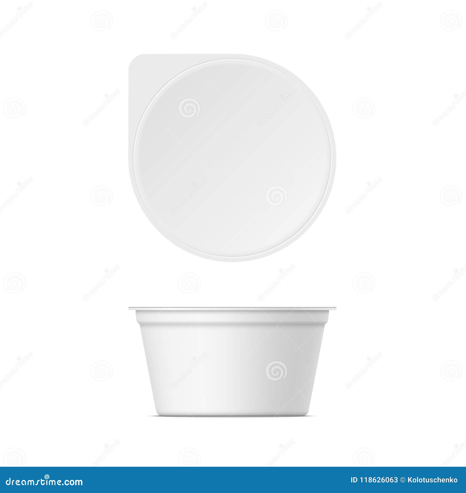 Plastic Yogurt Container With Peel Off Lid, Vector Mockup. Yoghurt ...