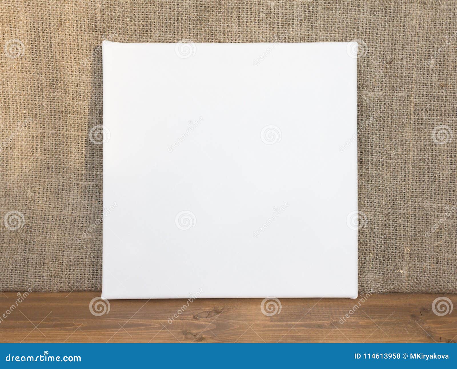 Square White Canvas on Burlap Background. Stock Photo - Image of white ...