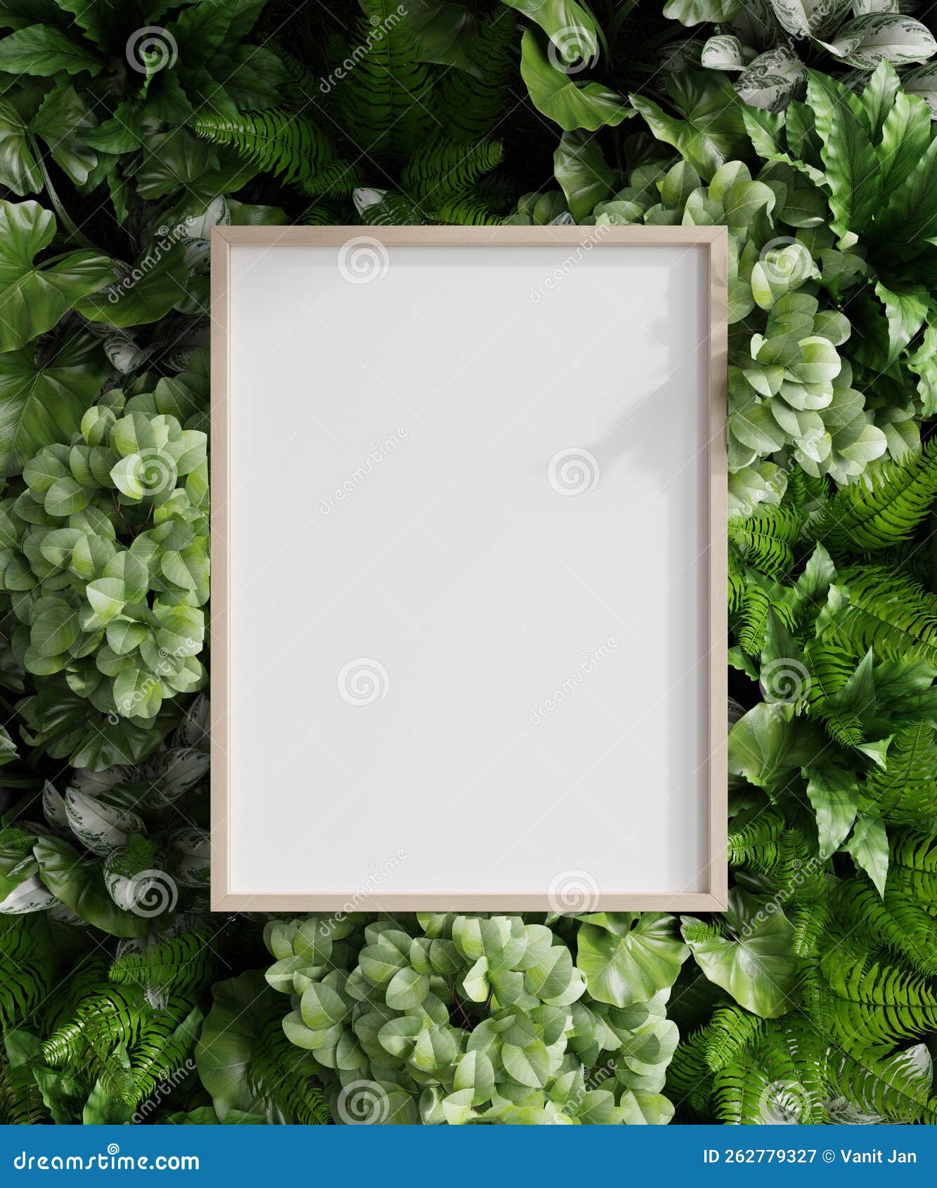 Mockup Poster Frame in Nature View of Green Leaf and Nature Background ...